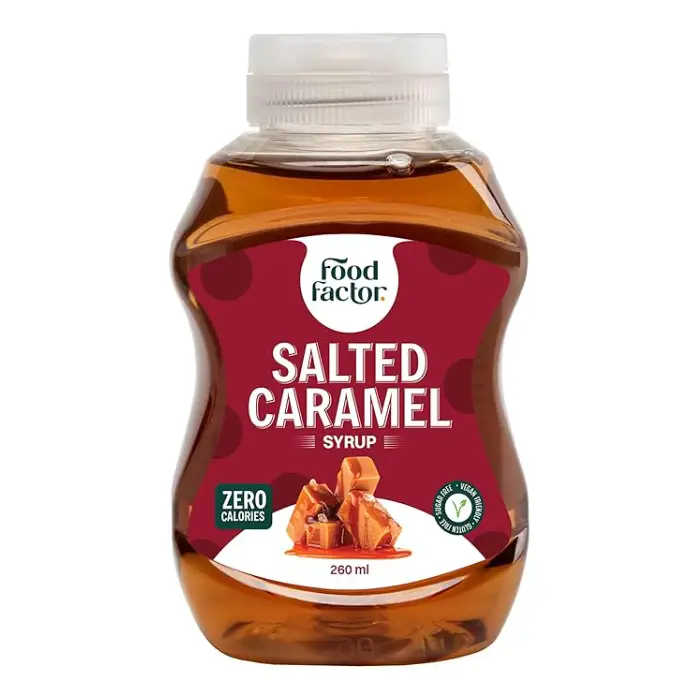 Food Factor Salted Caramel Syrup 260 ml Vegan, Zero Sugar, Zero Calorie ...